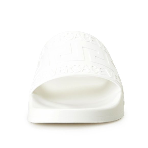 Versace | Shoes | Versace Mens White Greca Print Embossed Pool Slide ...